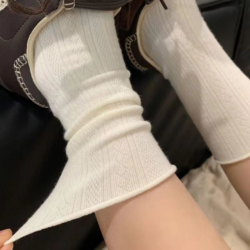 Women's Summer Thin Socks ins Trendy Cream Series Curling Dark Grain ...