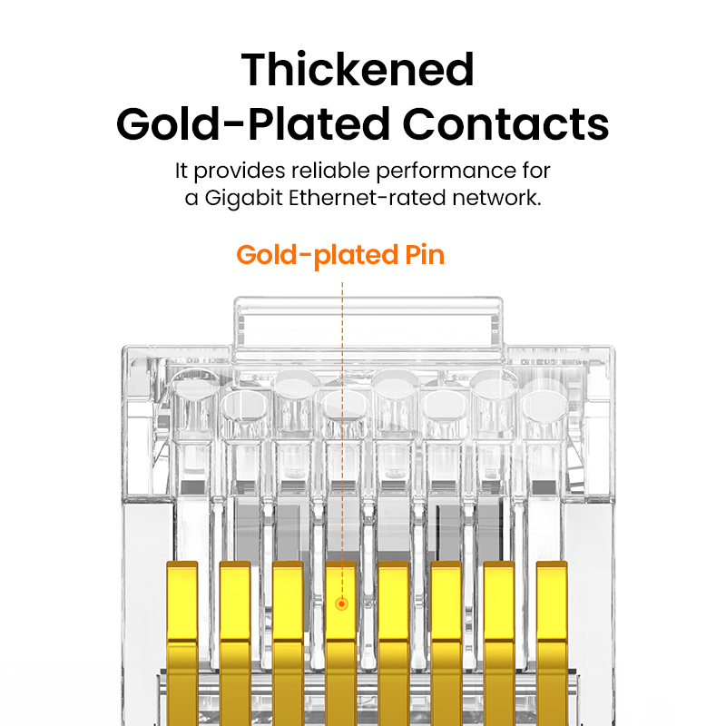 UGREEN RJ45 Connector 50pcs 100pcs CAT6 RJ45 Gold-plated Ethernet Cable ...
