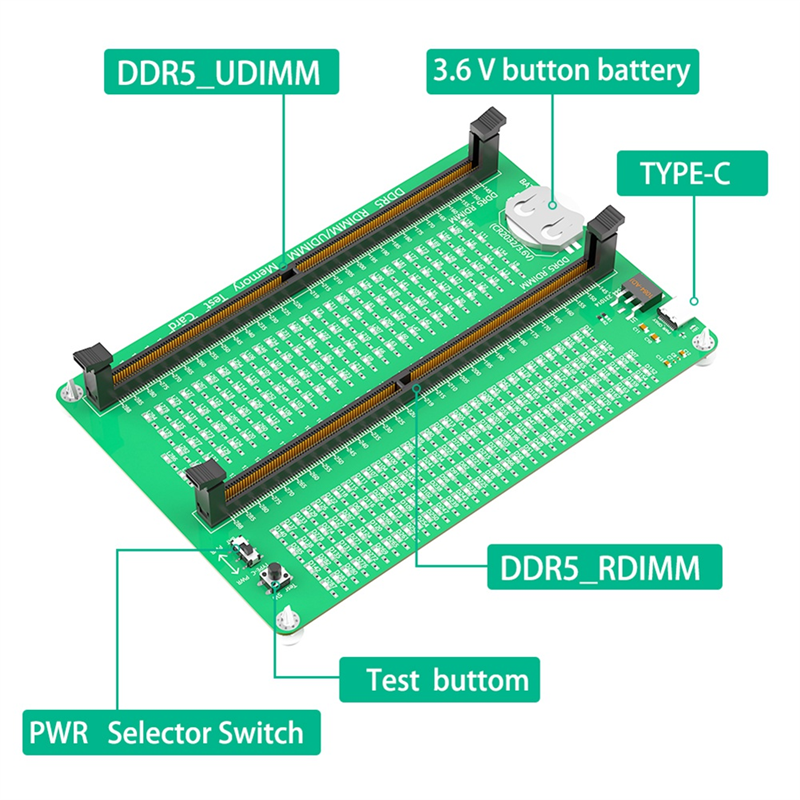 Memory Tester DDR5 RDIMM/UDIMM DDR5 Memory Test Card with LED ...