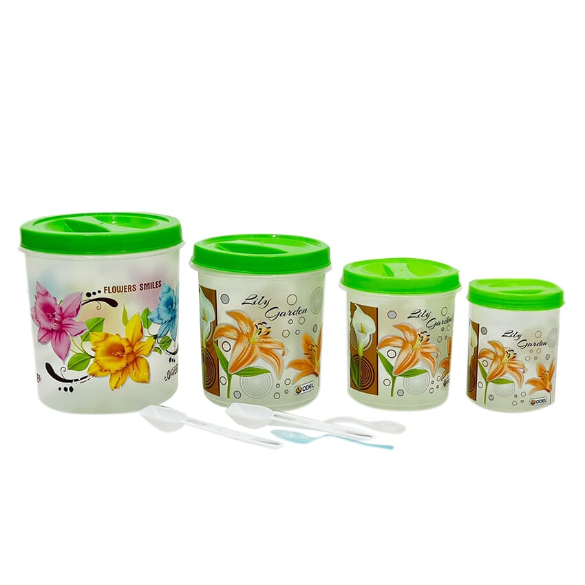 4 Pcs Dappa Set With Spoon 3Kg, 2Kg, 1500Ml, 750Ml (Green) | Daraz.lk