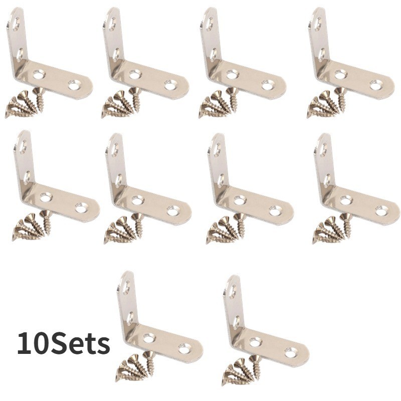 10Pcs/10Sets Black Silver L-shaped Right Angle Support Corner Brackets ...