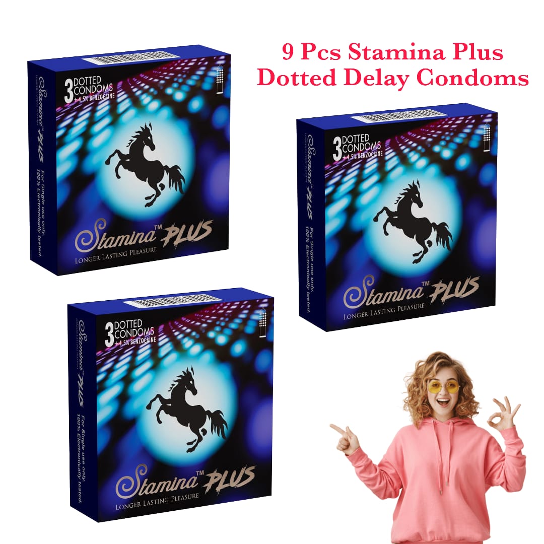 Stamina Plus Delay Condoms For Longer Lasting Pleasure 9Pcs Dotted ...