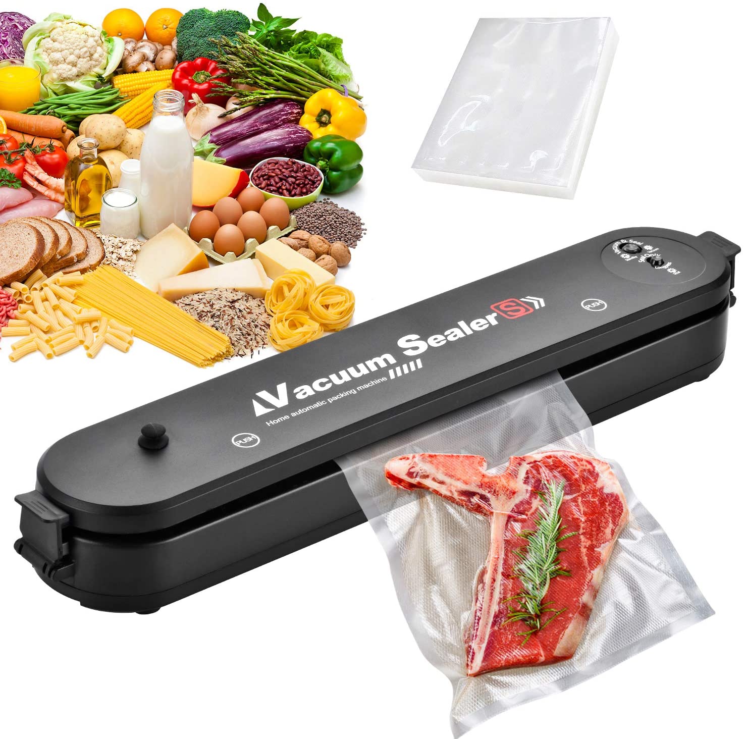 Automatic sealing machine,vacuum sealer with 10 vacuum sealer bags ...