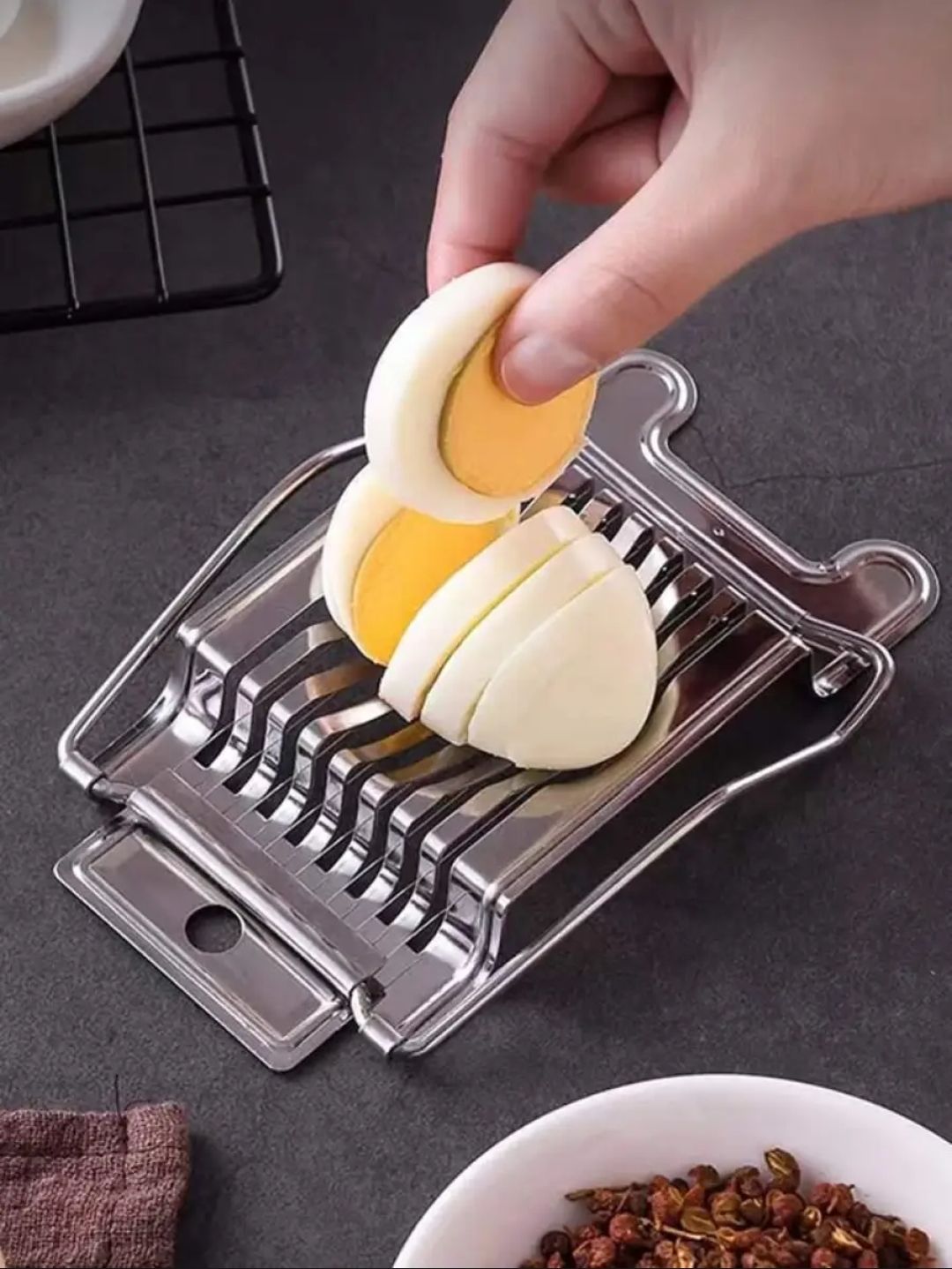 Buy Silver Stainless Steel Boiled Egg Slicer Section Cutter