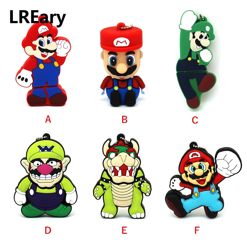 E】 Cute Super Mario 4GB USB Drive Cartoon toys pendrive 16GB 8GB 4GB ...