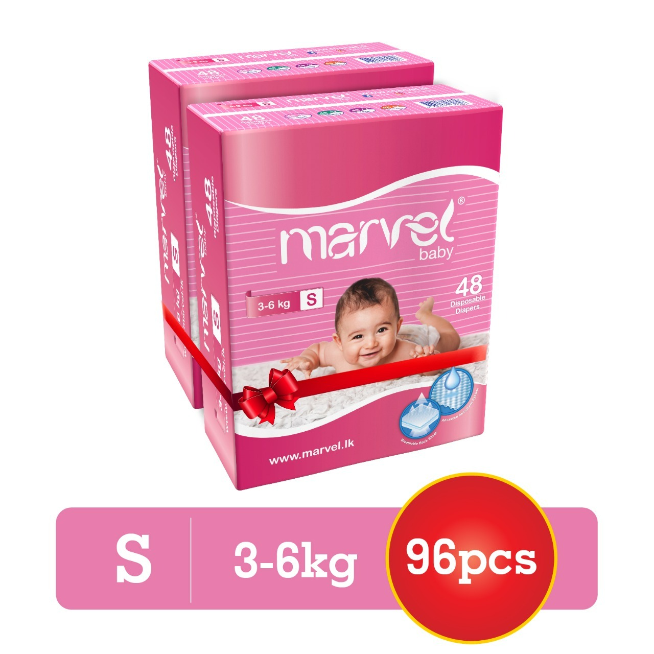 Marvel Baby Diapers - Small - 96 pcs | Daraz.lk