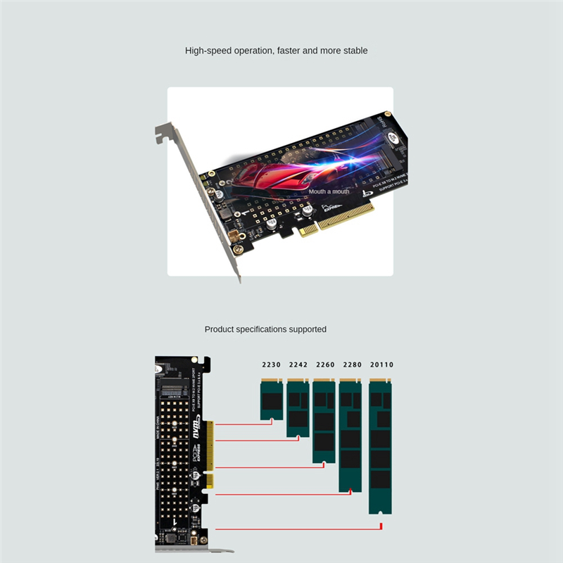 RAID Card PCI-E X8 Double Disk RAID Card NVME M.2 M KEY SSD Expansion Adapter Extended Dual NVME ...