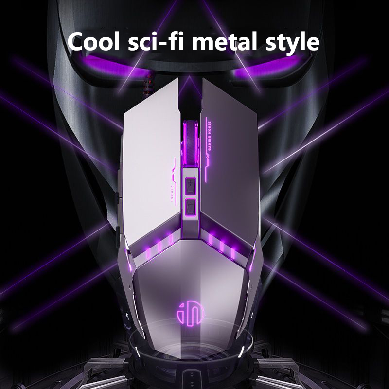Inphic W2 Silent Gaming Mouse USB Wired Mouse Gamer Mechanical Metal ...