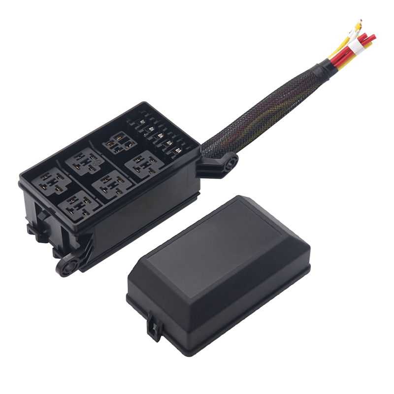 12V Relay Box 6 Slots Relay Block 6 Way Fuse Block with Relay Box and ...