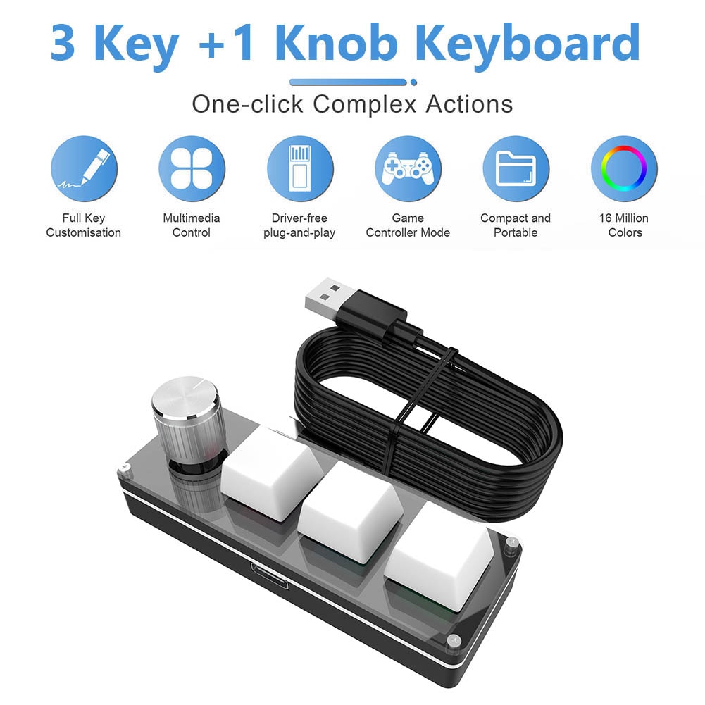 3/4/6Keys Custom Keypad USB Wire Mechanical Keyboard Volume Button Knob RGB Macro Programmable ...