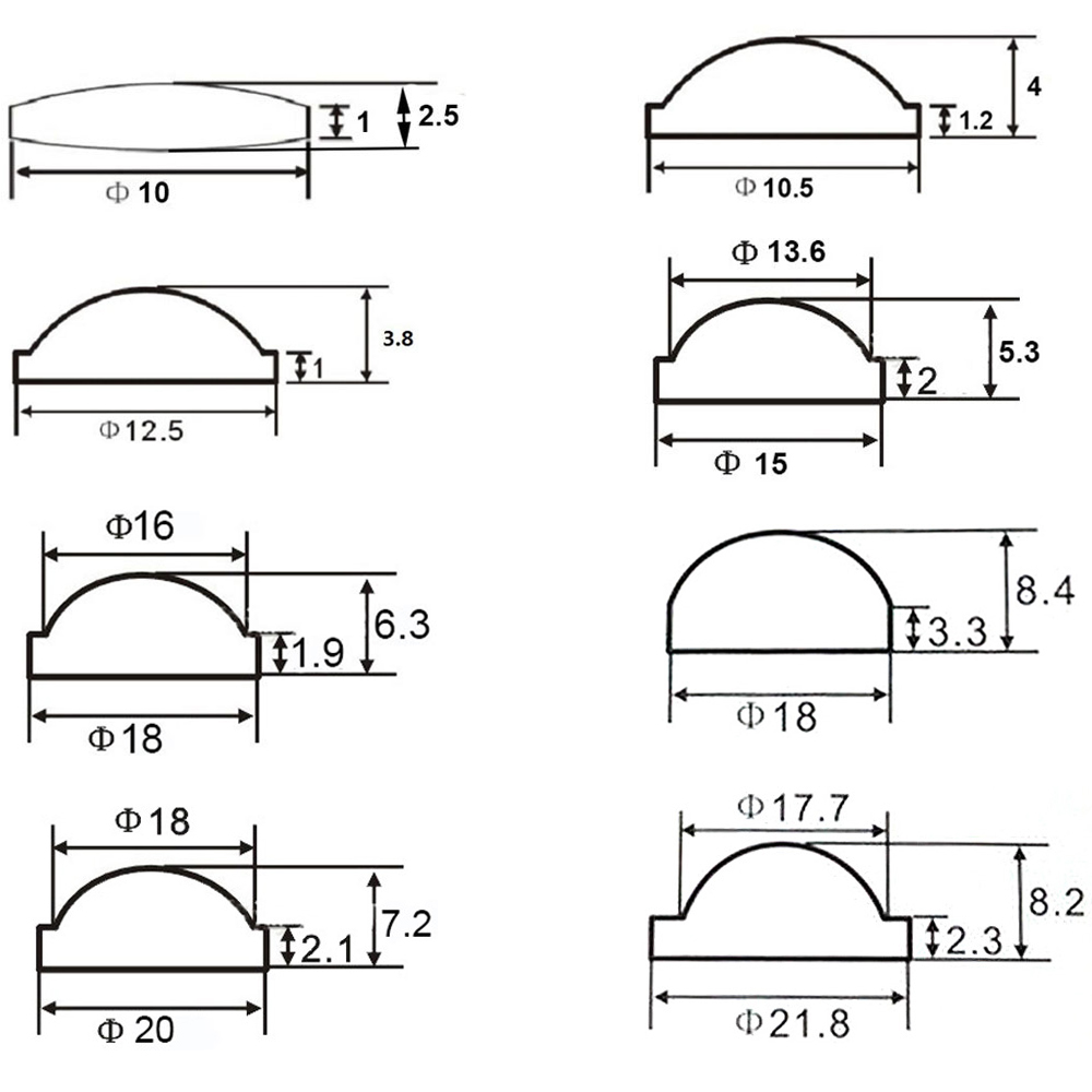 Zoom Led Flashlight Bike Lamp Lens 15mm 18 20 23 25 28mm 29 30 32 35 38mm Pmma Plano Convex ...