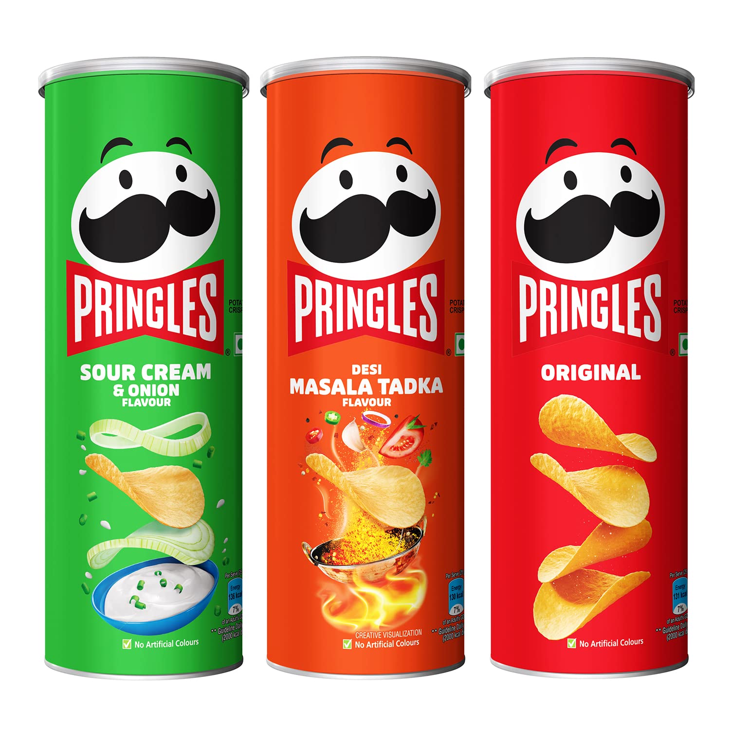 Kellogg's Pringles Original + Sour Cream & Onion + Desi Masala Tadka ...