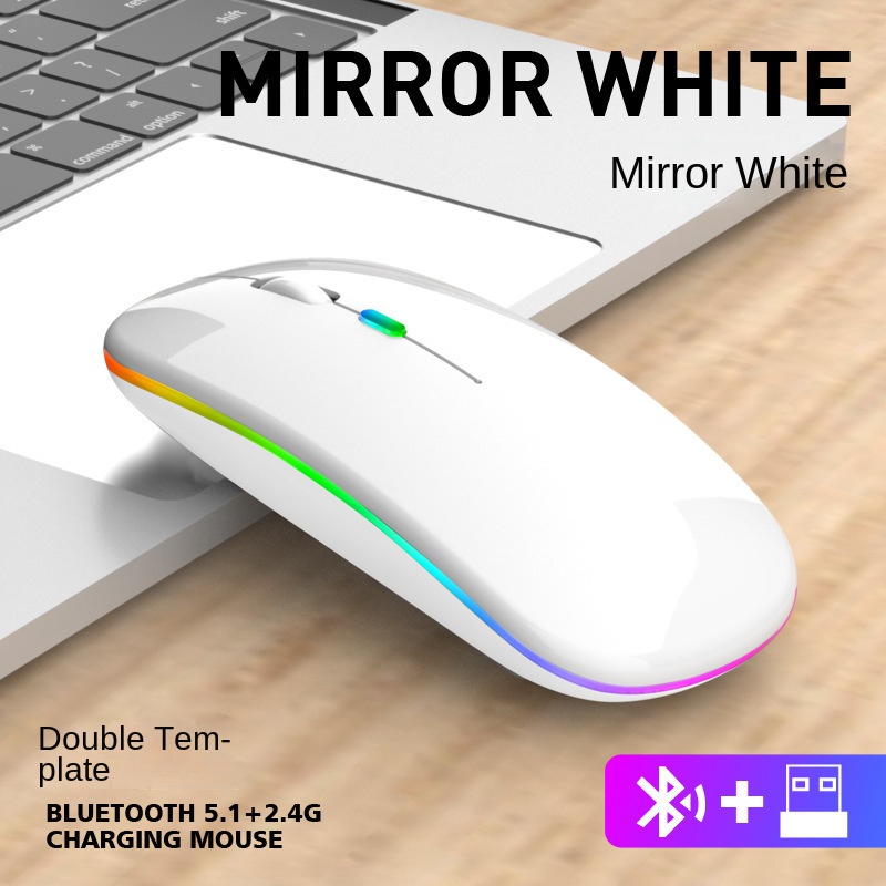 Bluetooth Wireless Mouse With USB, Bt5.2 Rechargeable RGB Mouse For ...