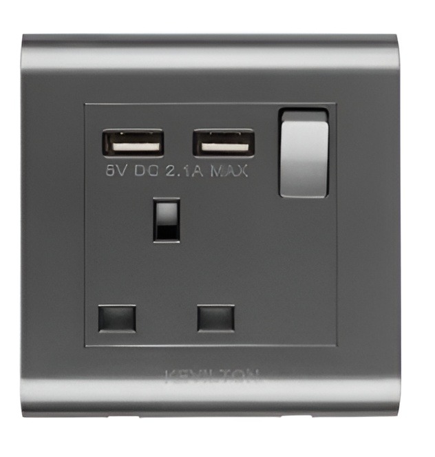 kevilton Modular Black 13 Amp Socket Outlet with 2 USB Life Time ...