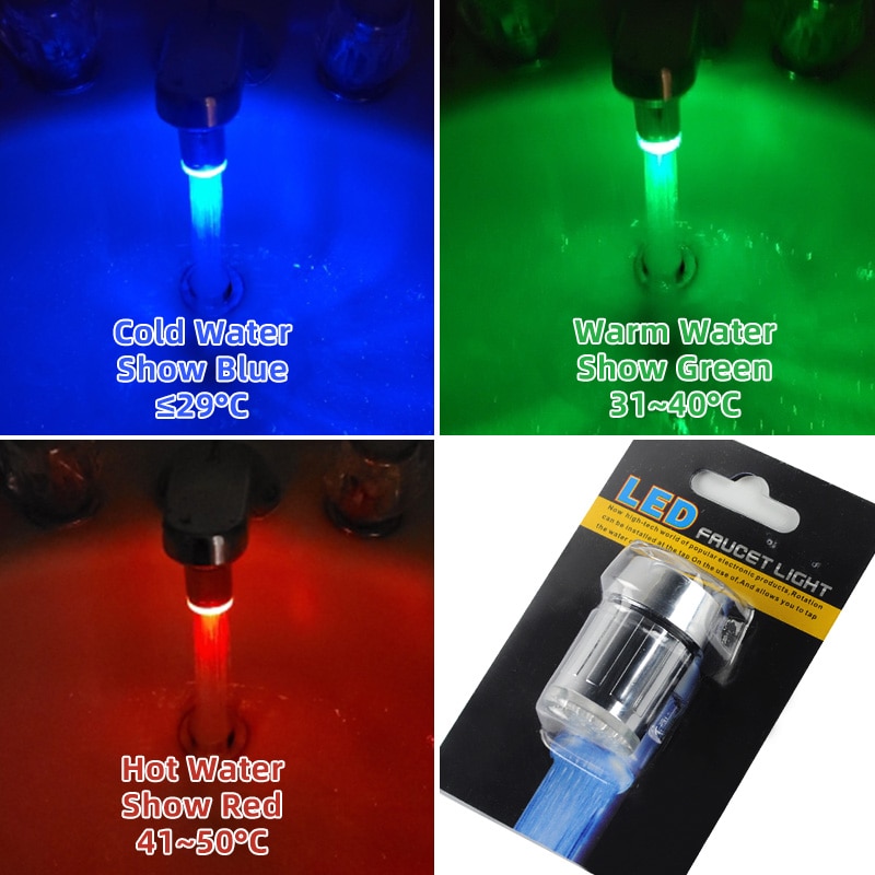 KPS LED Water Faucet Hose Glow Colorful Tap Nozzle For Bathroom Kitchen Head Bathroom Shower ...