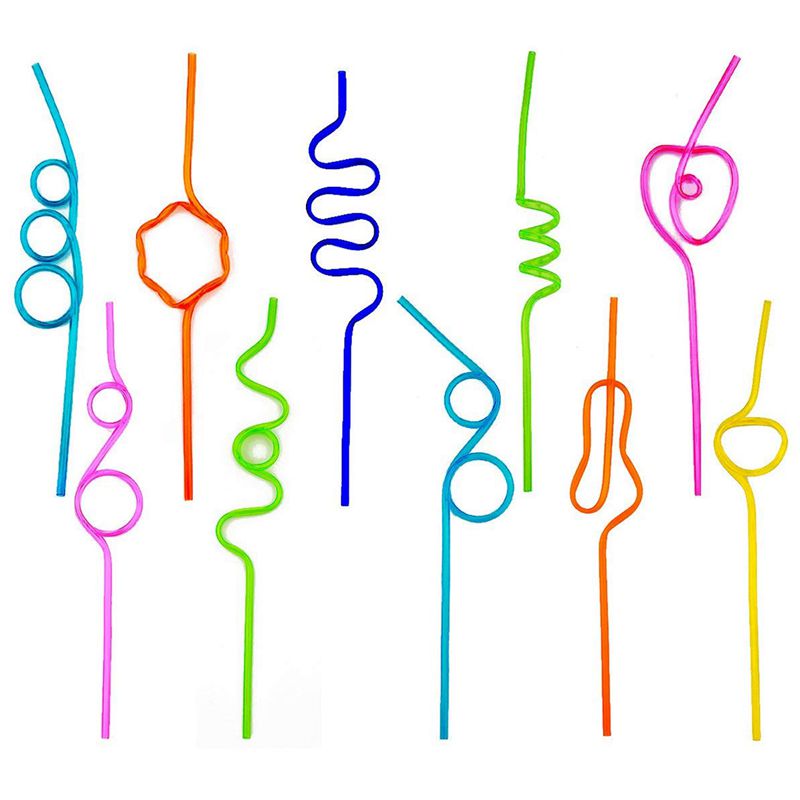 Crazy Loop Straws, (Pack of 50) Crazy Silly Colorful Reusable Drinking ...