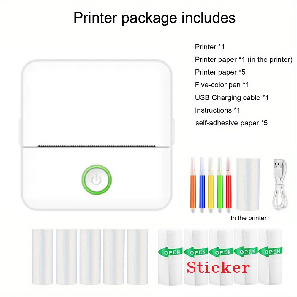 Mini Printer, Inkless Sticker Maker, Free Cut Small Pocket Printer ...
