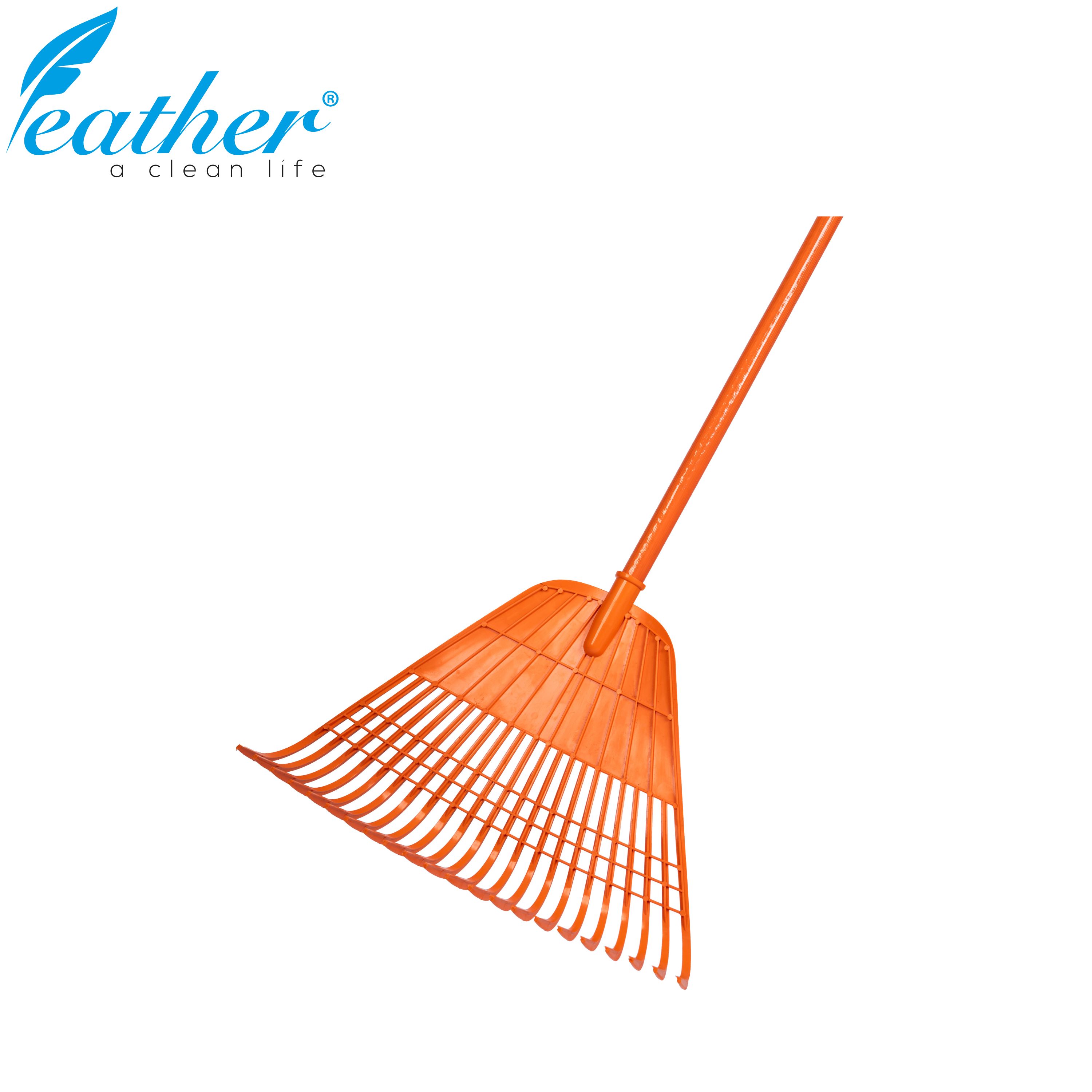 HEAVY DUTY PLASTIC GARDEN RAKE WITH 120CM PLASTIC COATED METAL HANDLE ...