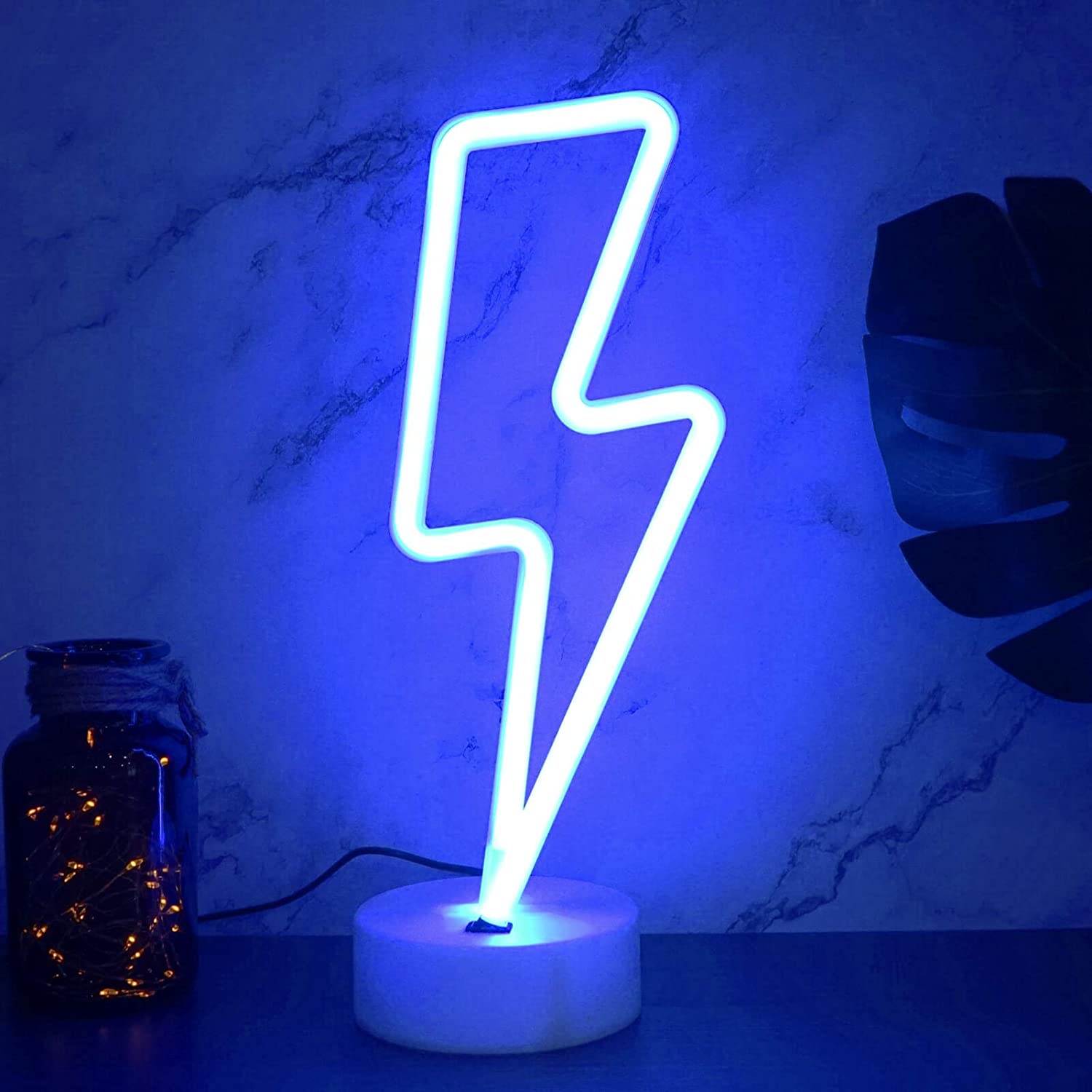 Neon Night Light, USB or Battery, Lightning Bolt, Blue or White | Daraz.lk