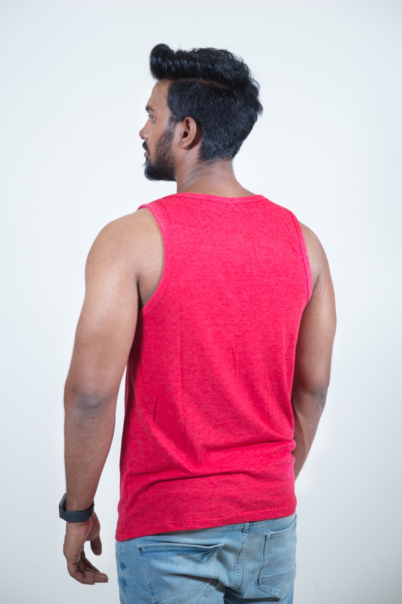 Moffi Essentials - Men's Skinny / Gym Vest -Red Arm Cut Tank Top | Daraz.lk