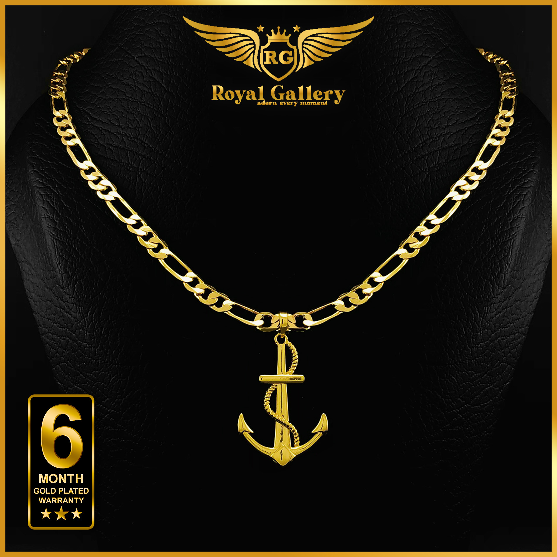 Gold Plated Lara Chain with Plain Ancor Pendant | Daraz.lk