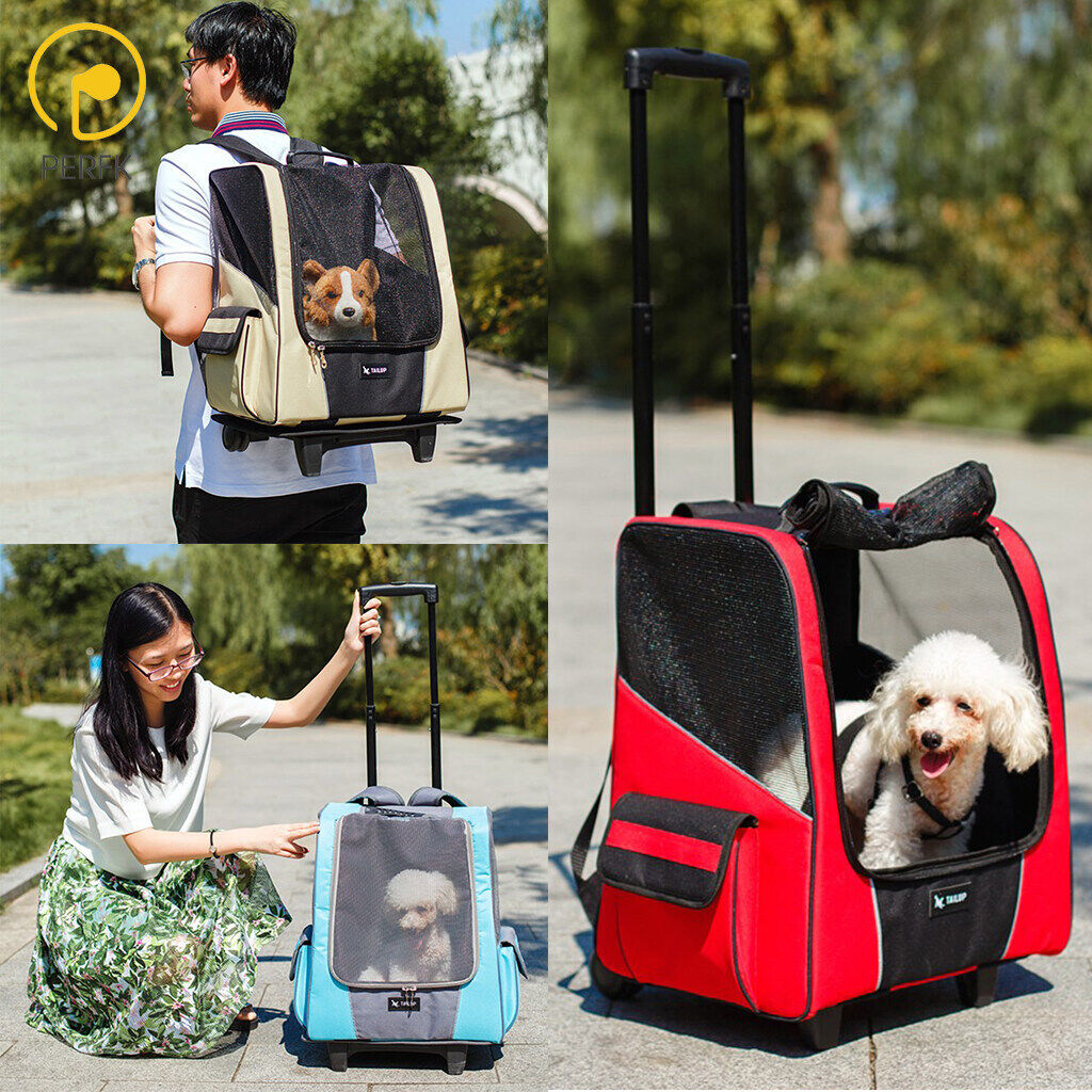 Perfk 2-in-1 Pet Stroller Dog Puppy Cat Animals Trolley Carrier Travel ...