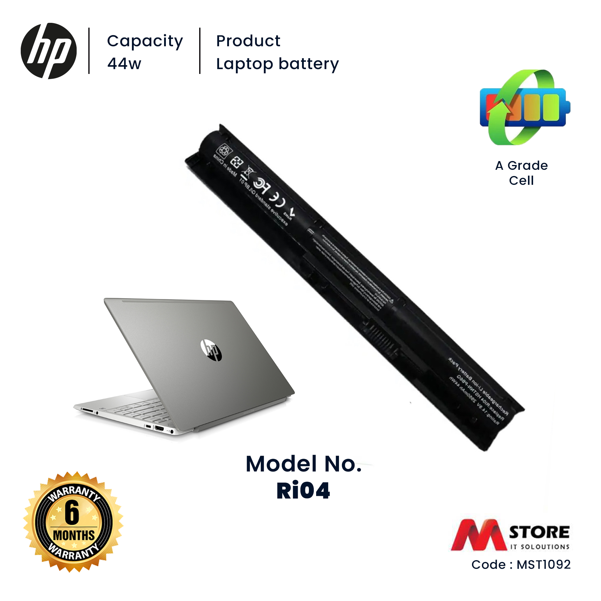 New Hp laptop battery (A Grade) | Brand : Hp | Battery Model : Ri04 ...
