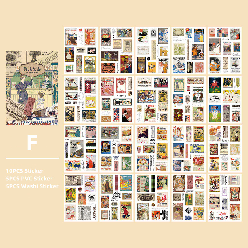RHS Online 20 Sheets Vintage Estate Series Magazine Sticker Book Washi ...