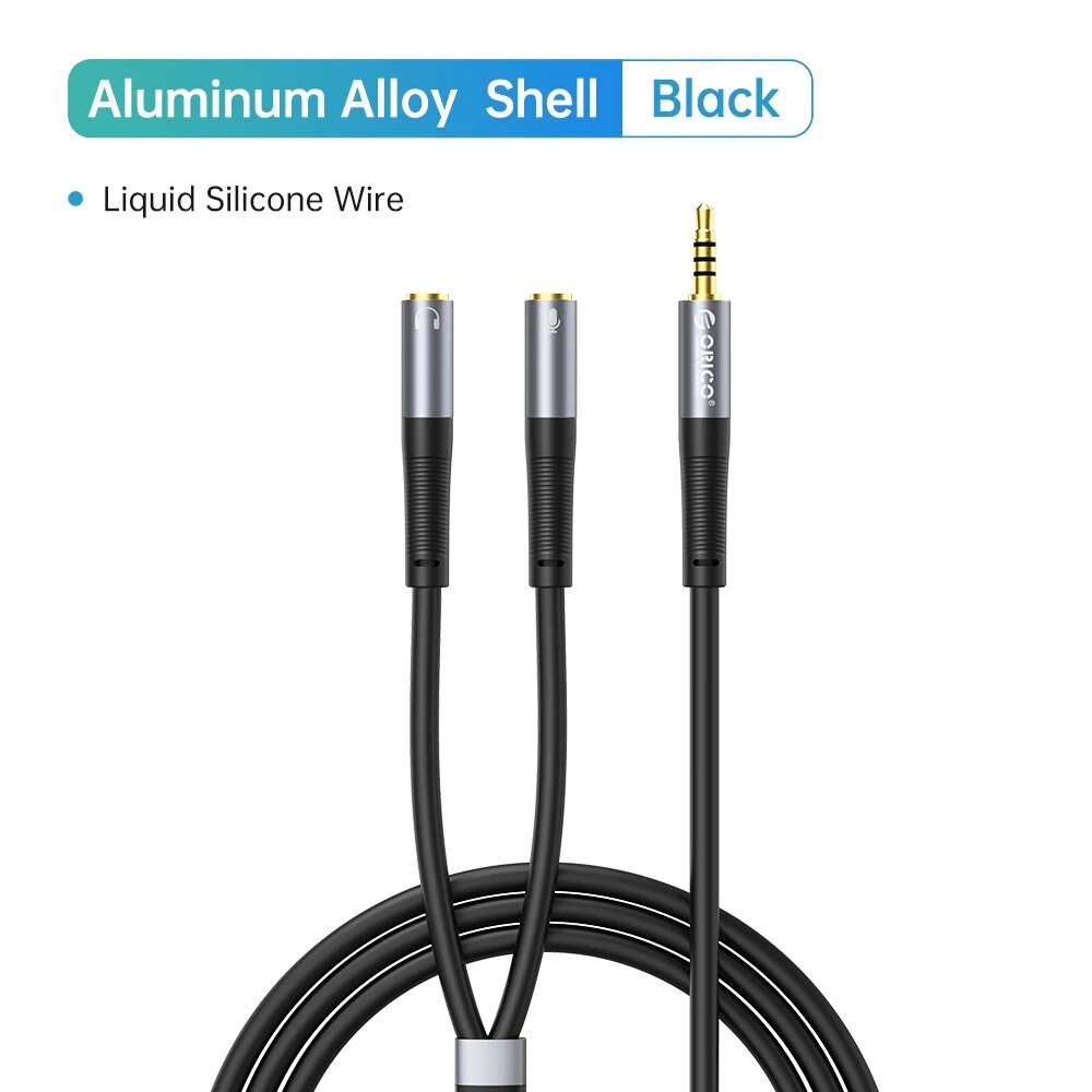 ORICO Headphone Splitter 3.5mm Audio Mic Cable Microphone Liquid ...