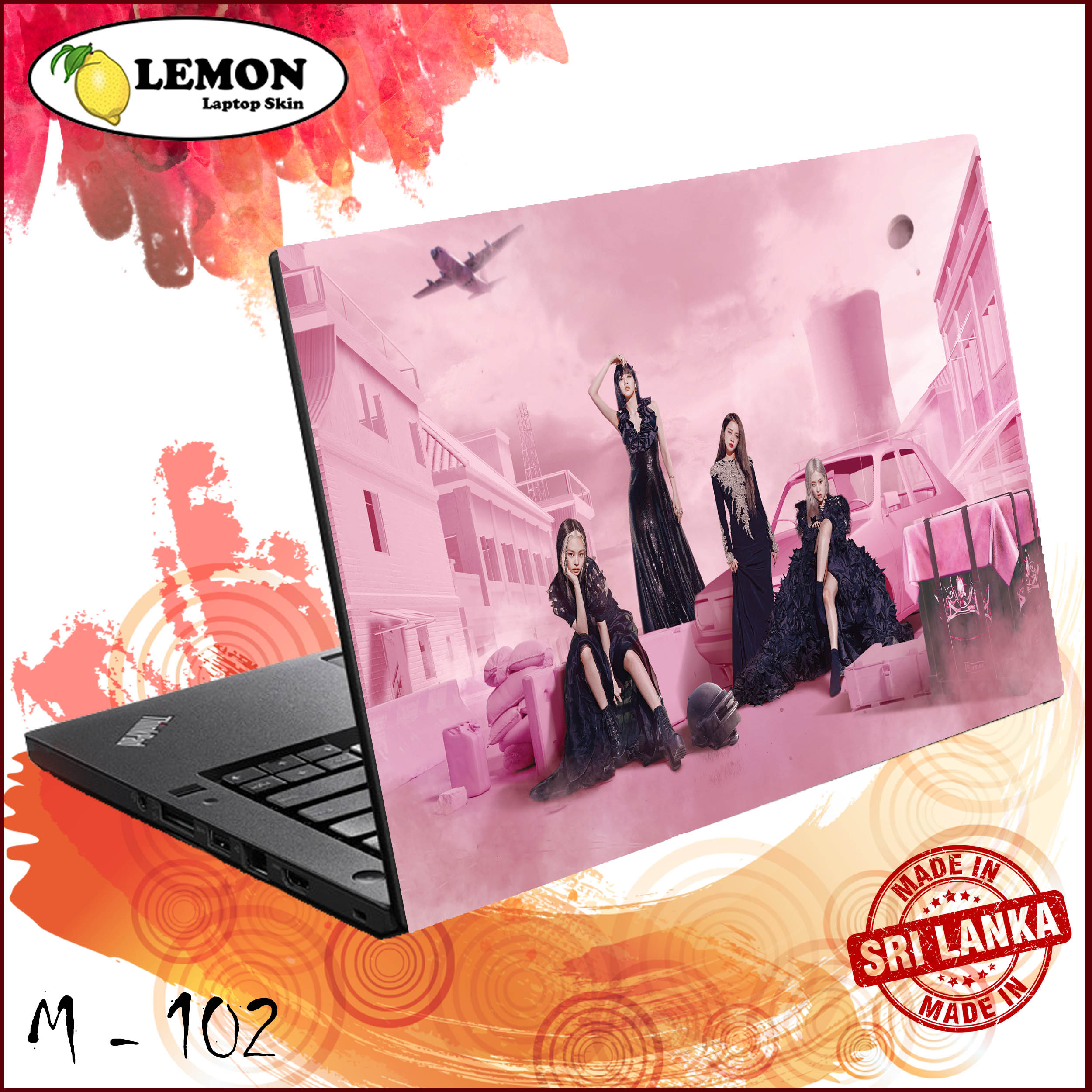 Black Pink Laptop Skin Protector Sticker(For 15.6 inch Laptops)Dell Hp ...