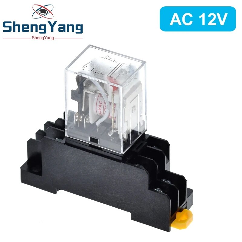 12V 24V DC 110V 220V AC Coil Power Relay LY2NJ DPDT 8 Pin HH62P JQX-13F With Socket Base OK ...