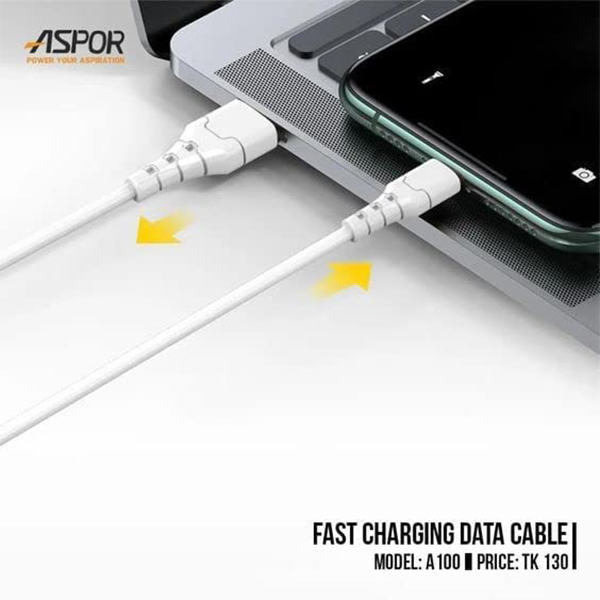 ASPOR A100 3A 1M Lightning Micro Type-C To USB Max 2.4A Fast Charging ...