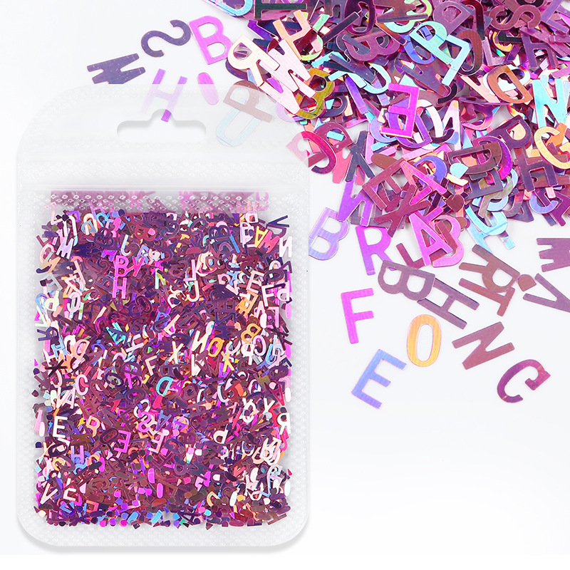 Sweet Journal 10g Holographic Glitter English Alphabet Flakes Laser ...
