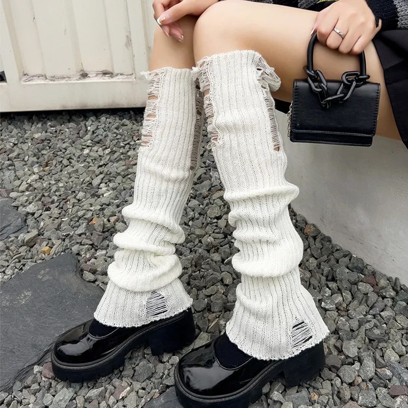 Y2K Harajuku Style Japanese Lolita Leg Warmers Women Ankle Warmer Girls Gothic Long Socks Thin ...