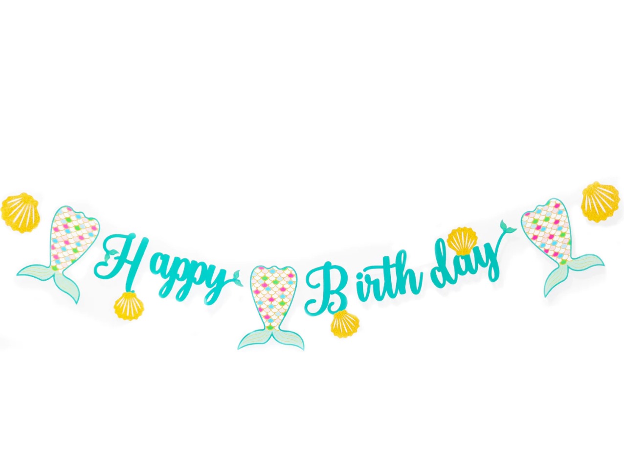 Mermaid Theme Happy Birthday Letter Banner for Birthday Decorations ...