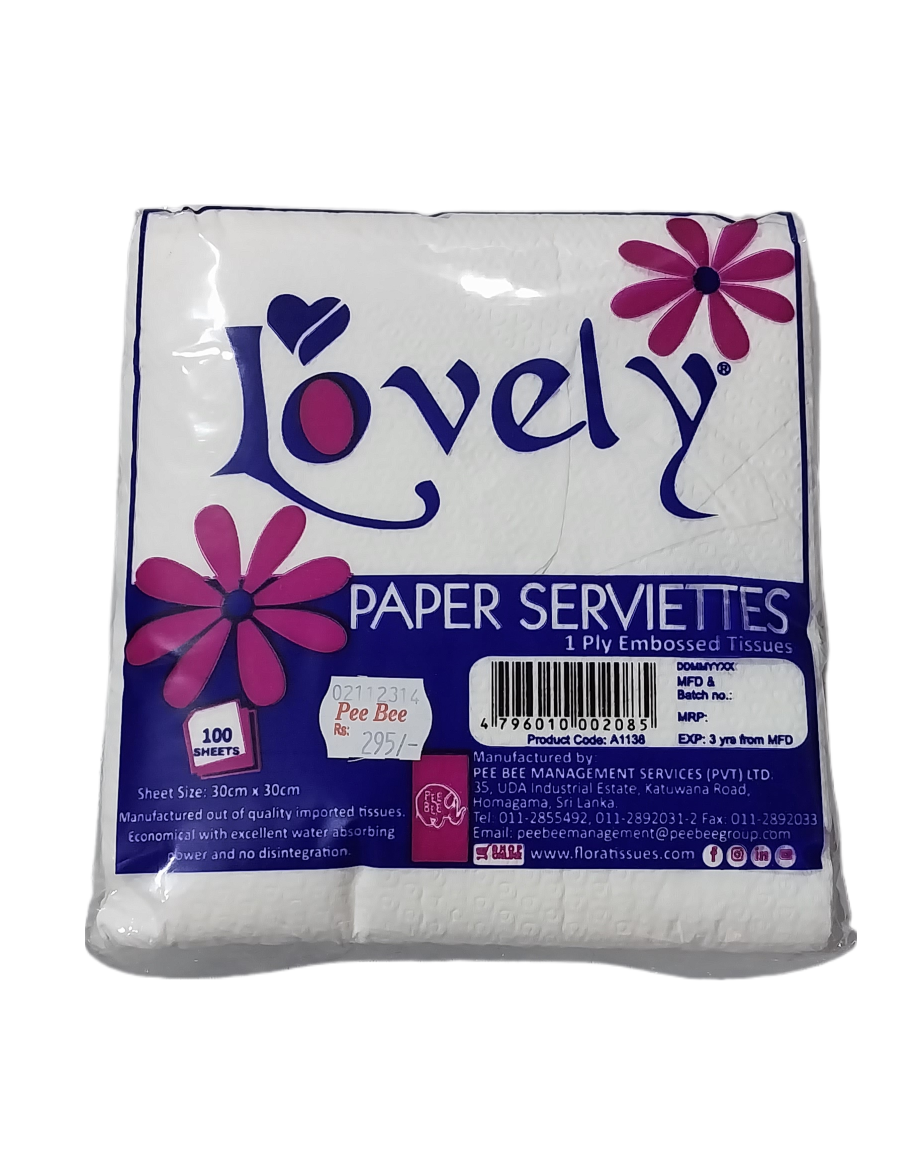 Flora Lovely Paper Serviettes Paper Handkerchief Paper Tissue 100 ...