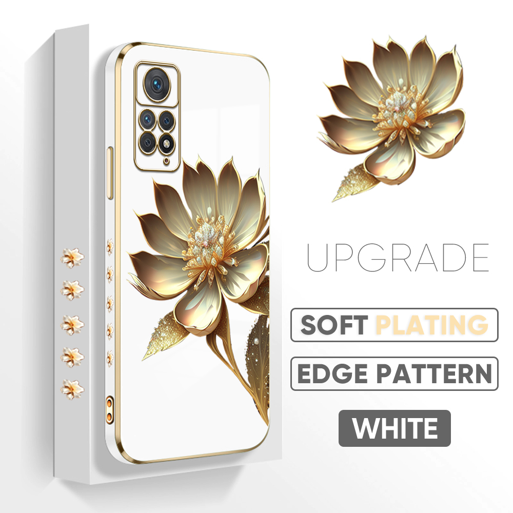 TA for Redmi Note 12 Pro 4G Back Cover With Hand Strap Gold Lotus ...