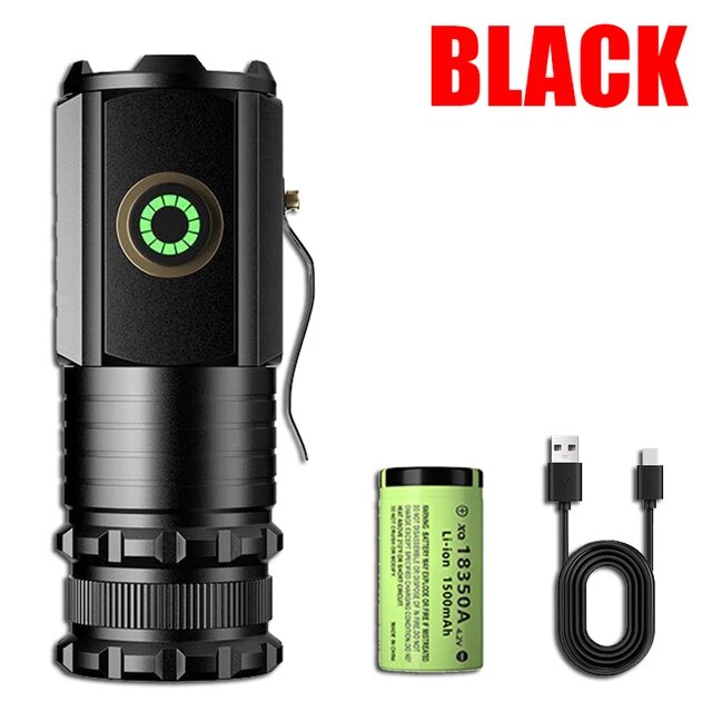 80W High Power LED Flashlight USB Rechargeable Strong Light Tactical ...