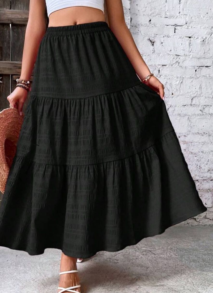 Women Solid Ruffle Hem Skirt | Daraz.lk