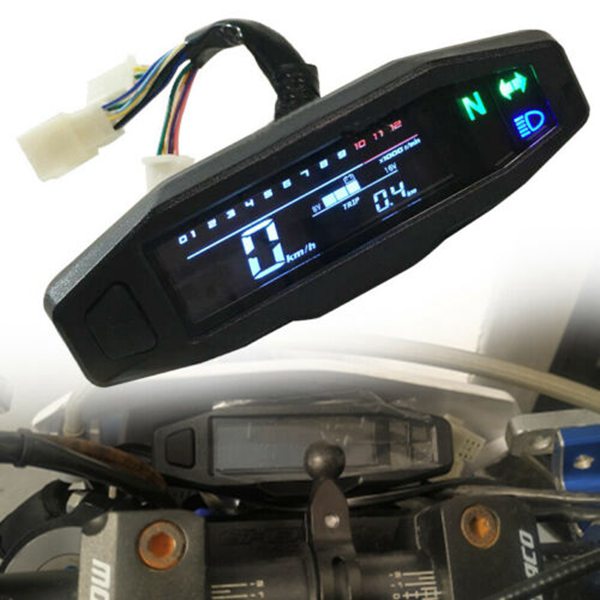 Universal RPM Motorcycle LCD Speedometer Mini Meter Odometer Electric ...
