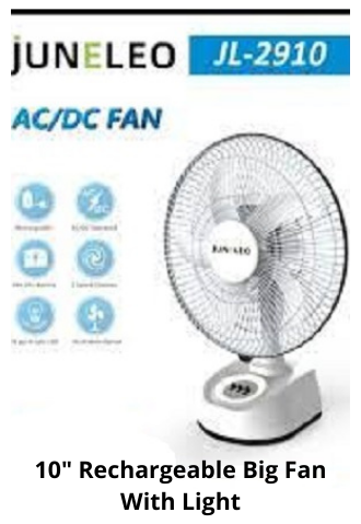 Rechargeable Fan 5 Blades 10inch With Light | Daraz.lk