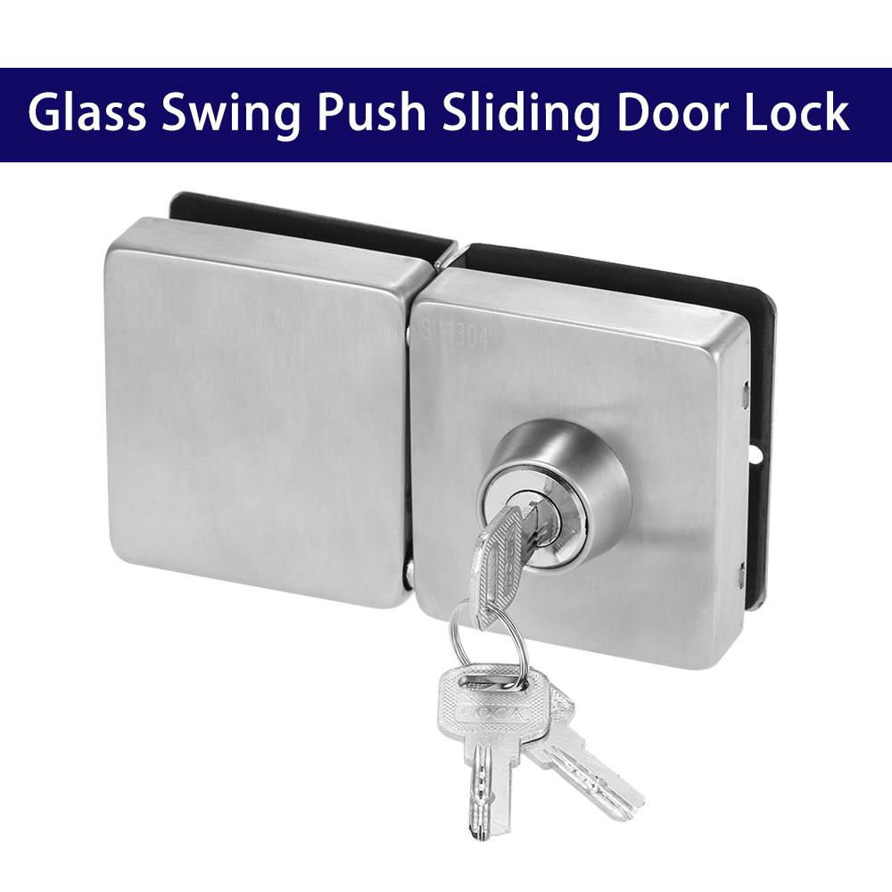 KOGEEK Entry Gate 10-12mm Glass Swing Push Sliding Door Lock with 3 ...