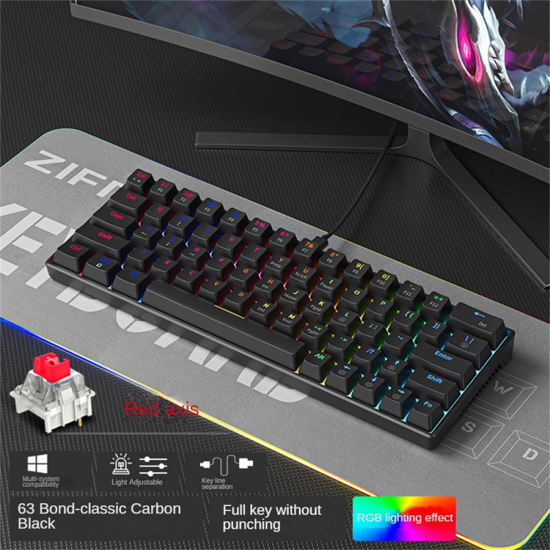 Lenovo Mini Gaming Mechanical Keyboard 63 Keys RGB Hotswap Type-C Wired ...