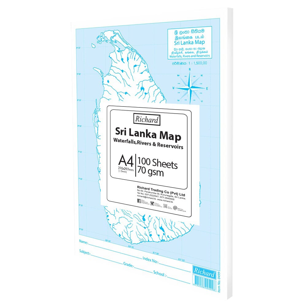 Richard Lanka Map - Waterfall, Rivers and Reservoirs (100sheets) | Daraz.lk