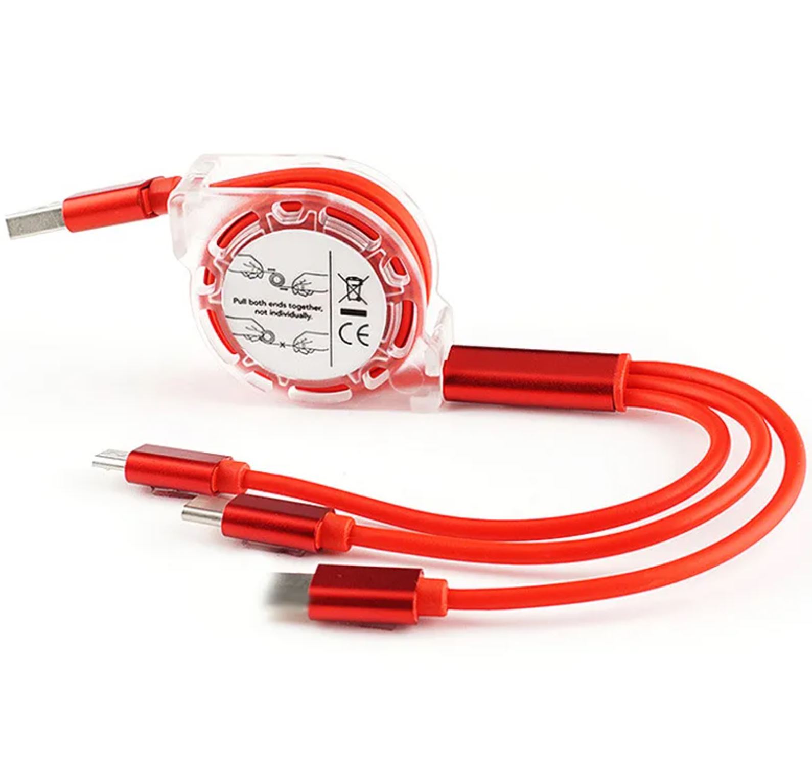 USB Fast Charge 3 In 1 Retractable Usb Cable 2. 4A 3-in-1 All In One ...