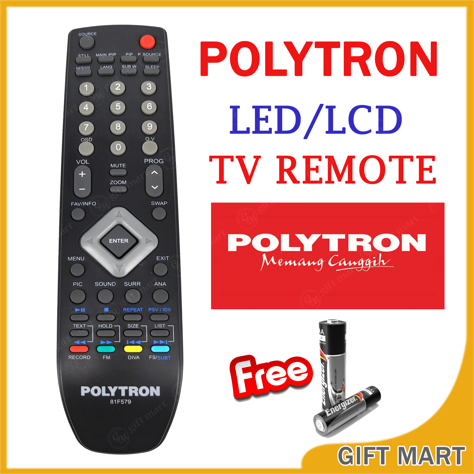 Polytron LED LCD TV Remote Controller With Free Batteries Daraz.lk