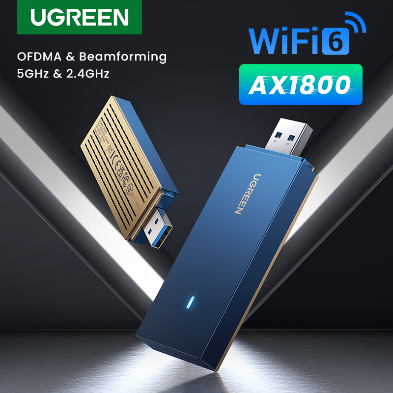 UGREEN AX1800 USB 'W'iFi' 6 Adapter for PC Laptop 1800Mbps 5G 2.4G Dual ...
