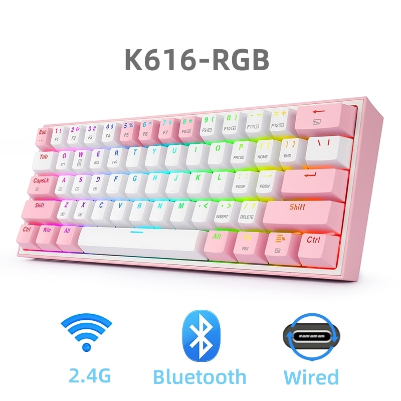 Redragon K617 Fizz 60% Wired RGB Gaming Keyboard 61 Keys Compact ...