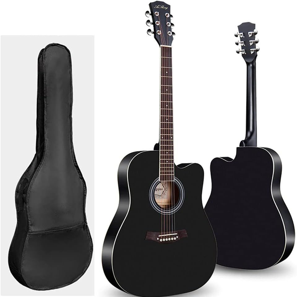 41'' Jumbo Size Cutaway Hand made Acoustic Box Guitar with Bag, pick ...