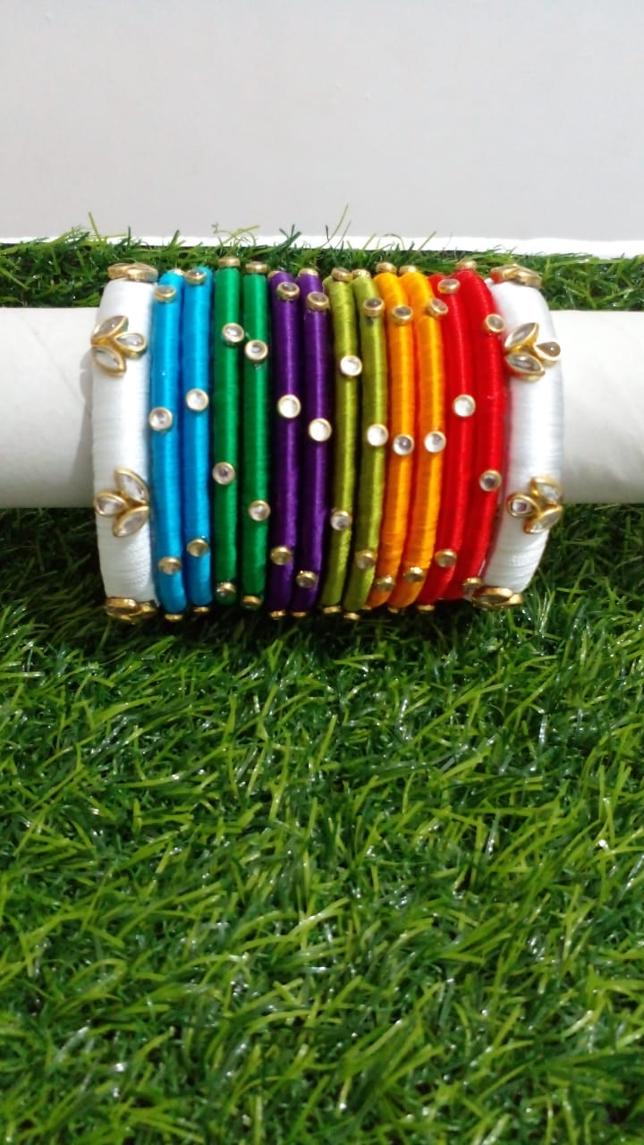 Silk Thread Bangles of 7 Colours | Daraz.lk